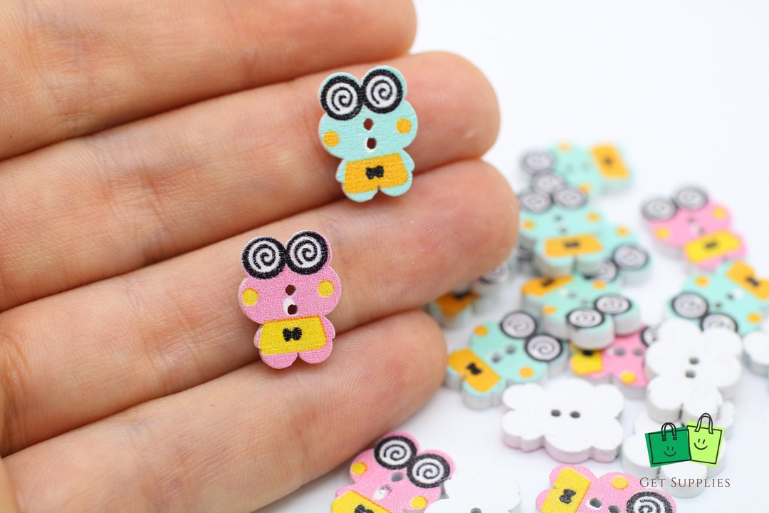 Wooden Kids Buttons, Boy / Girl Buttons, Colorful Buttons, Wooden ...