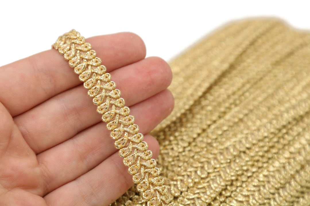 Shiny Gold Gimp Braid Trim, Upholstery Lace, Braided Cord, Gimp Cord ...