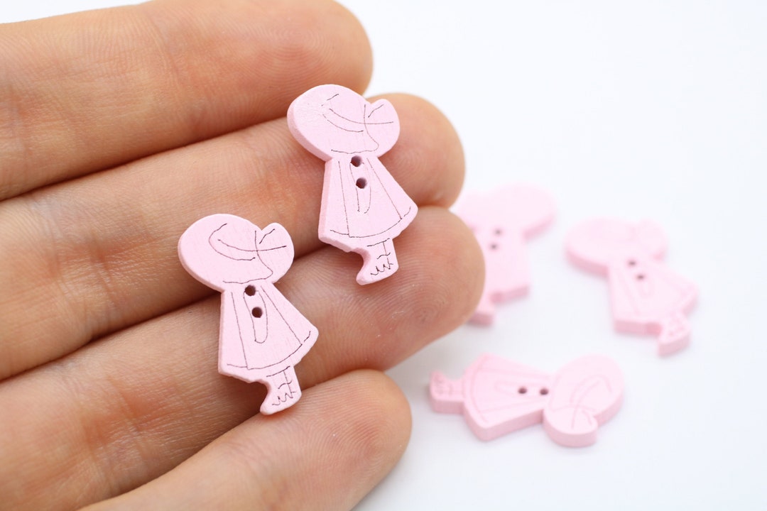 Girl Kids Buttons, Girl Buttons, Laser Engraved, Wooden Buttons, Kids ...