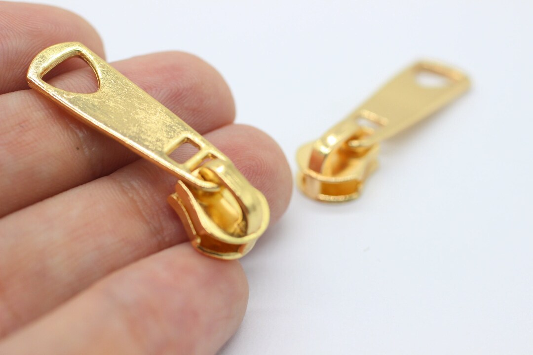 Shiny Gold Plated Zipper Pull #5 Zipper Cover With Metal Gear Zipper ...