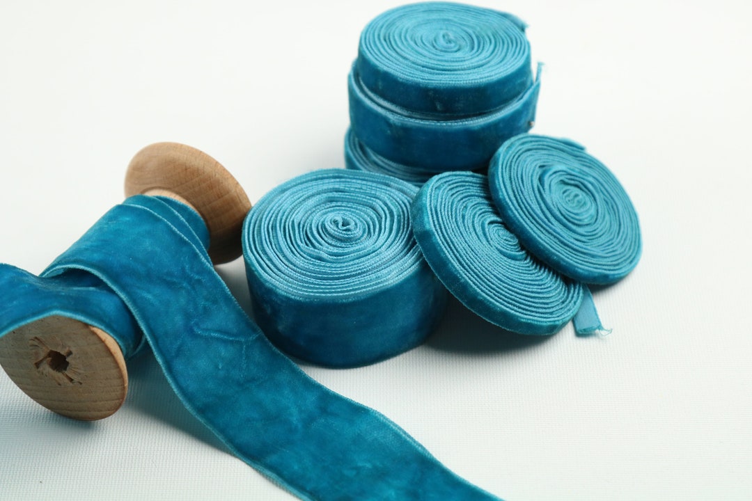 Teal Blue Velvet Ribbons, Luxury Premium Quality, Velvet, Plush Texture ...