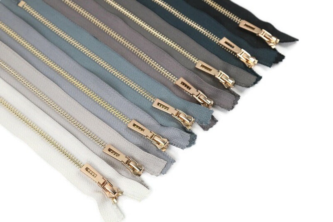 Gold Teeth Metal Zipper, Gray Metal Zipper, Bottom Type Zipper, Gold ...