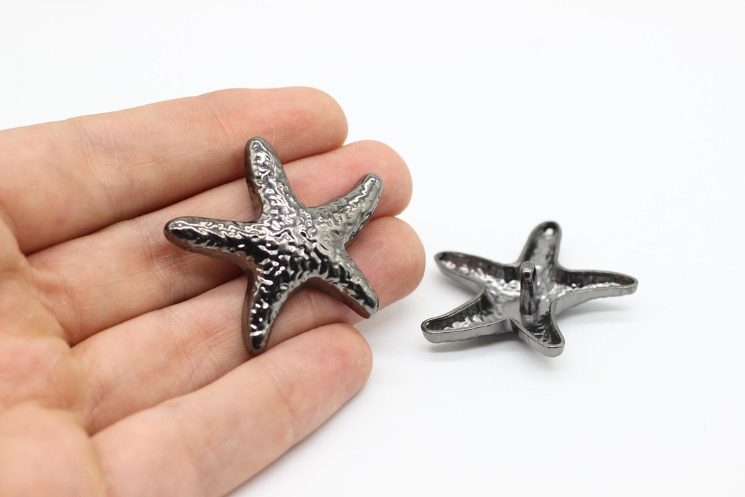 Starfish Metal Buttons, Black Metal Buttons, Metal Shank Buttons, for ...