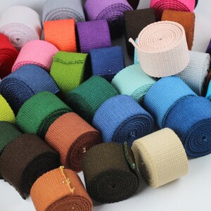 1 1/2 Inch 38mm Cotton Webbing, Available in 60 Solid Colors, 38mm Wide ...