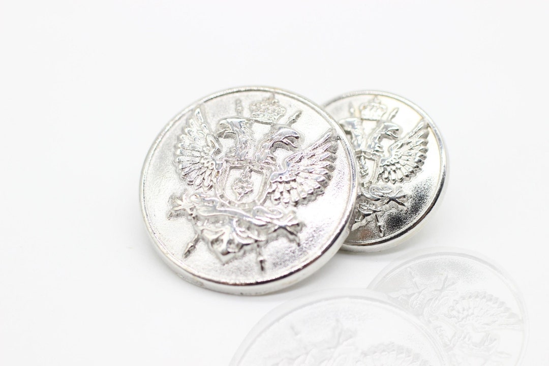 Silver Metal Buttons, Twin Eagle Button, Russian Motife Buttons, for ...