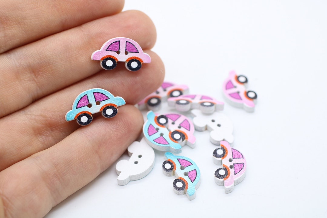 Car Wooden Buttons, Boy Buttons, Girl Buttons, Colorful Buttons, Wooden ...