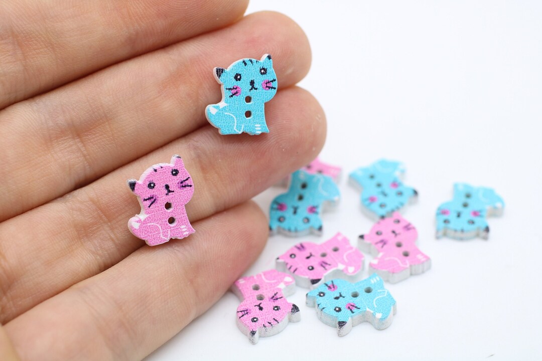 Cat Wooden Buttons, Boy Buttons, Girl Buttons, Animal Buttons, Wooden ...