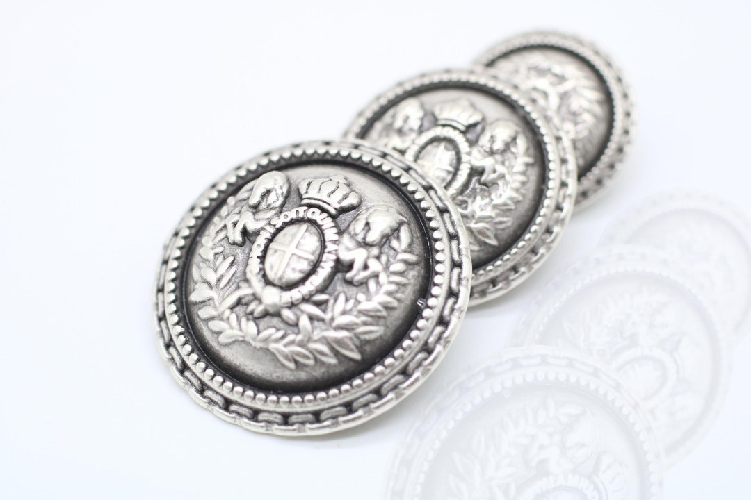 Twin Horse Buttons, Metal Shank Buttons, Antique Silver Metal Buttons ...