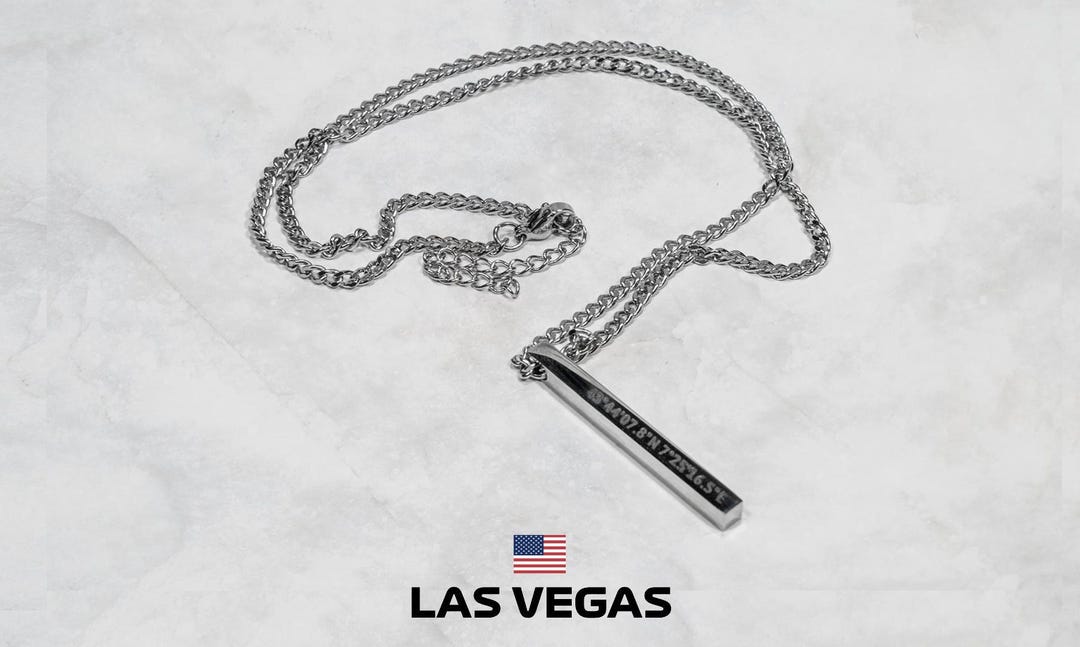 F1 Las Vegas | Necklace With Coordinates | the Racetro | Engraved - Etsy