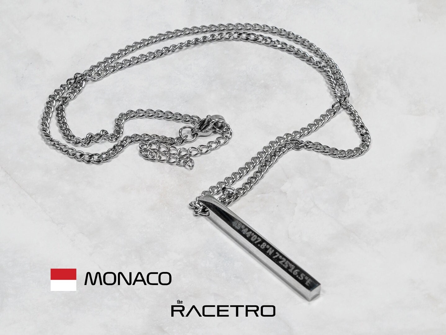 F1 Monaco Necklace With Coordinates the Racetro Engraved - Etsy