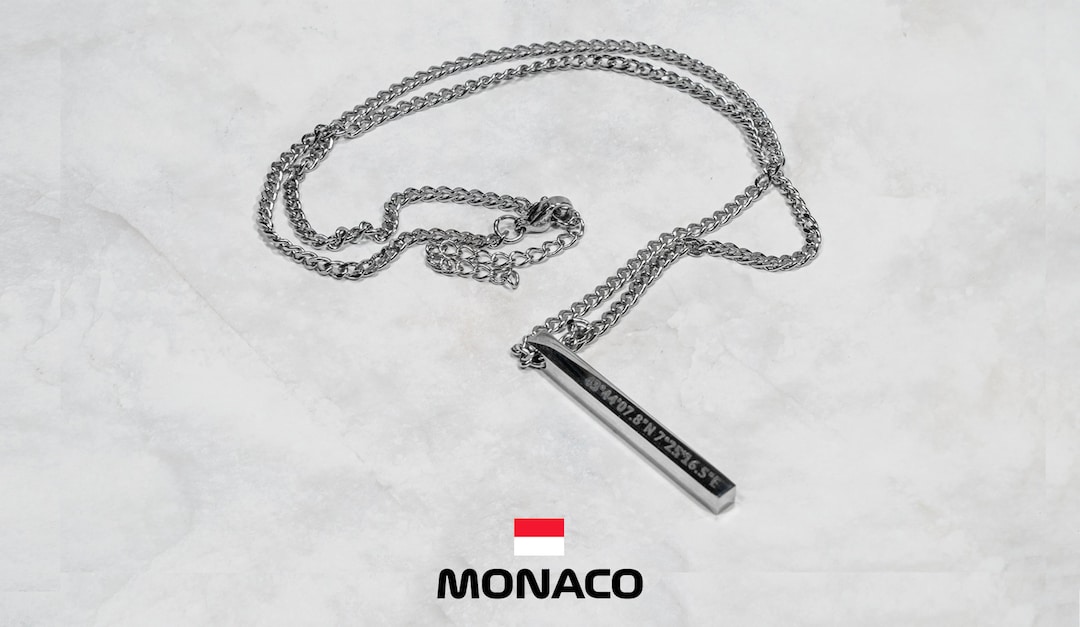 F1 Monaco Necklace With Coordinates | the Racetro | Engraved - Etsy