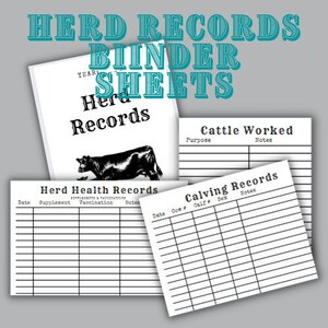 Cattle Record Book. Cattle Herd Binder. Calving. Health. Pasture ...