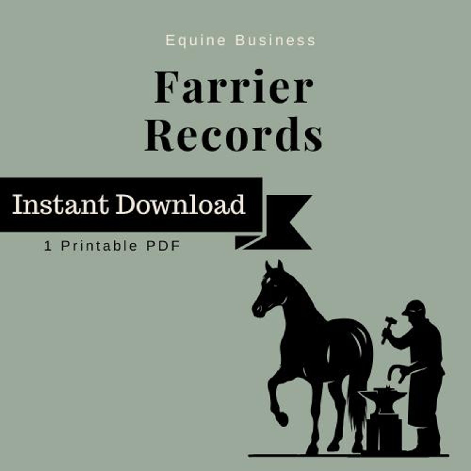 Farrier Record Sheet, Horse Trimming Log (PDF Download) - Etsy