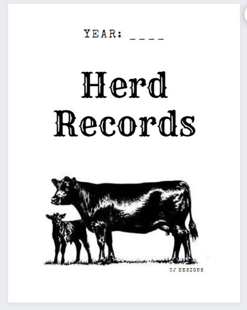 Cattle Record Book. Cattle Herd Binder. Calving. Health. Pasture ...