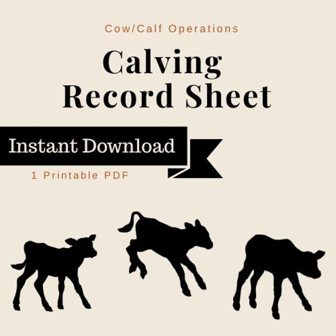 Calving Record Sheet Printable | Cattle Log Book (PDF Download) - Etsy