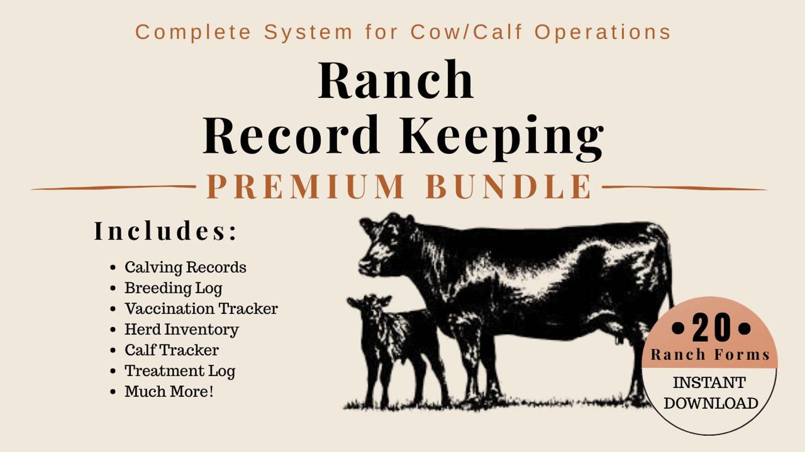Ranch Record Keeping Bundle Printable | Cattle Record Book | Cow Calf ...