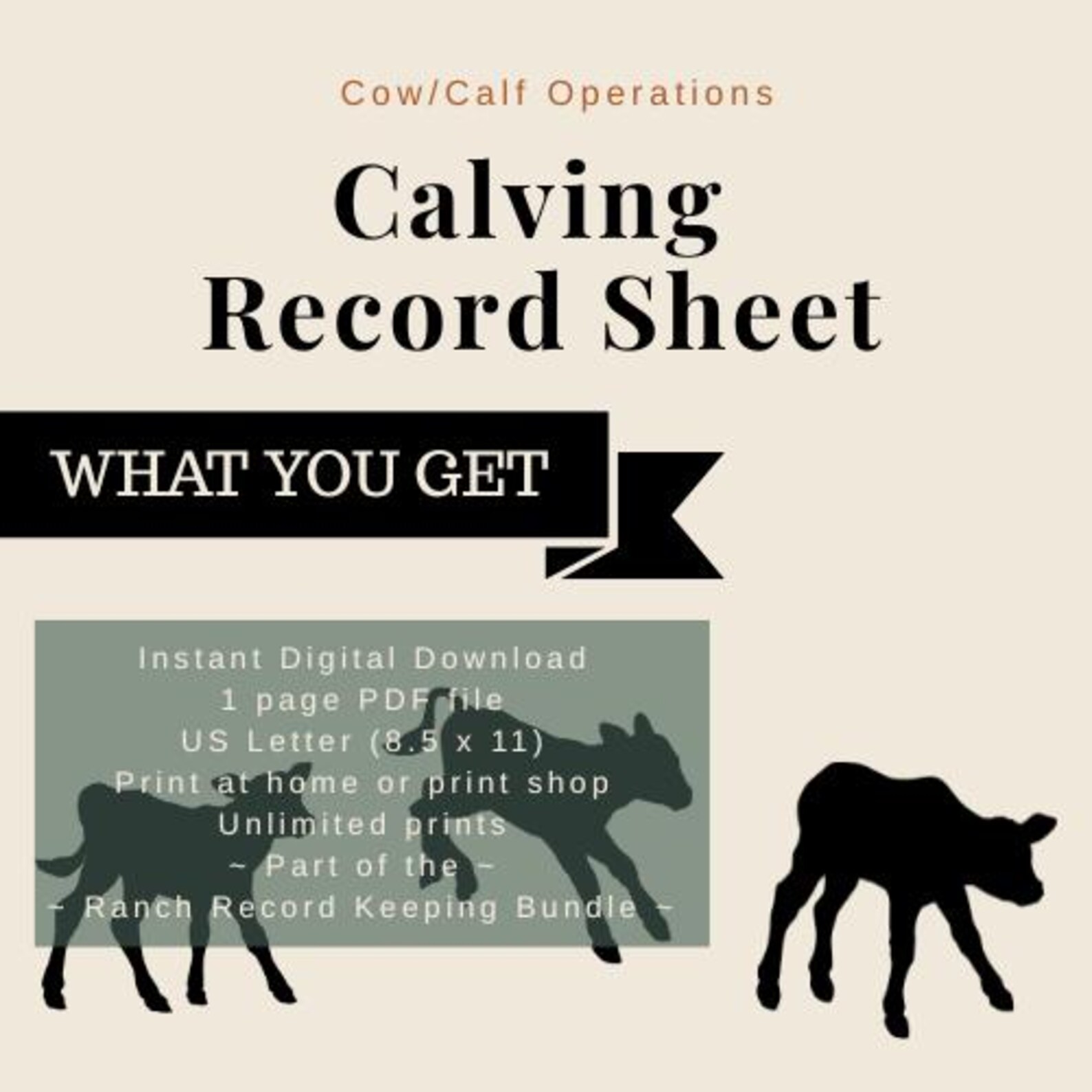 Calving Record Sheet Printable | Cattle Log Book (PDF Download) - Etsy