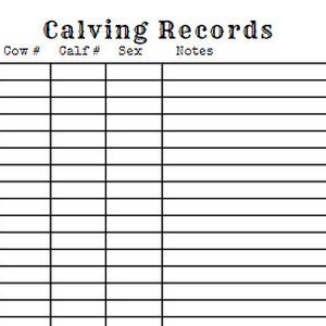 Cattle Record Book. Cattle Herd Binder. Calving. Health. Pasture ...