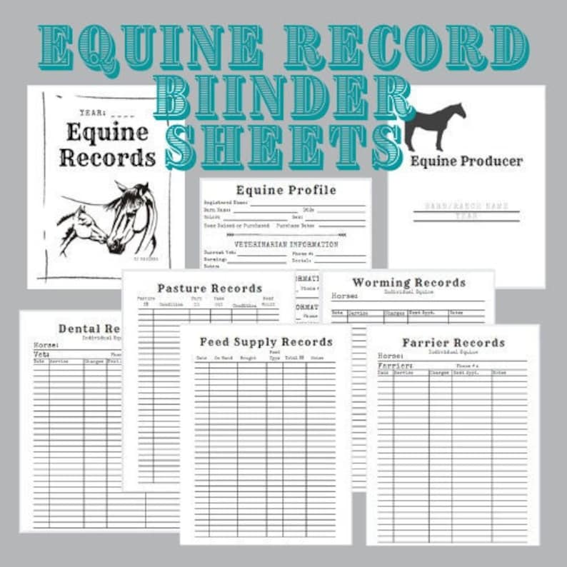Equine Record Booklet. Horse Booklet. Health. Pasture. Farrier ...