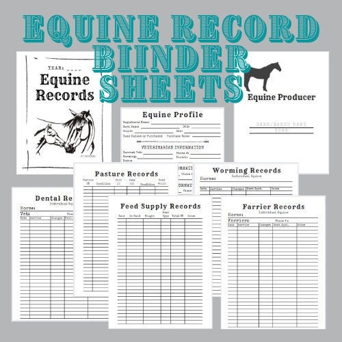 Equine Record Booklet. Horse Booklet. Health. Pasture. Farrier ...