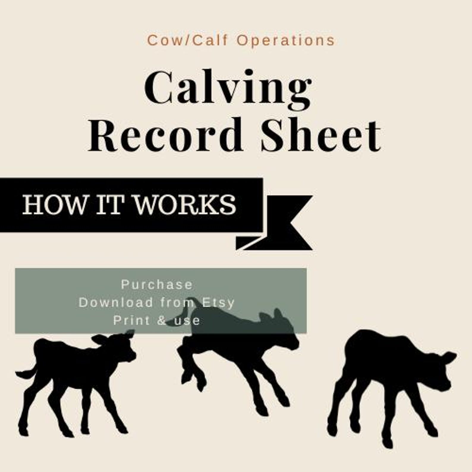 Calving Record Sheet Printable | Cattle Log Book (PDF Download) - Etsy