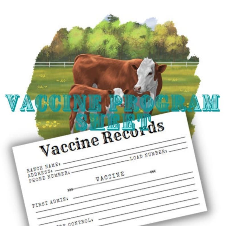 Cattle Vaccination Log. Vaccine Planner Sheet. Cattle Ranch. Cattle ...