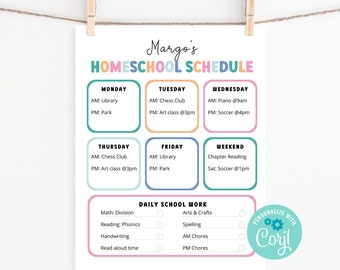 Homeschool Schedule Printable, Homeschool Log, Kids School Routine ...