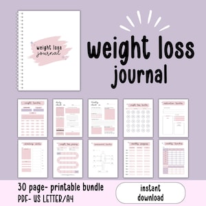 Printable Weight Loss Tracker Journal, Weight Loss Progress, Meal ...