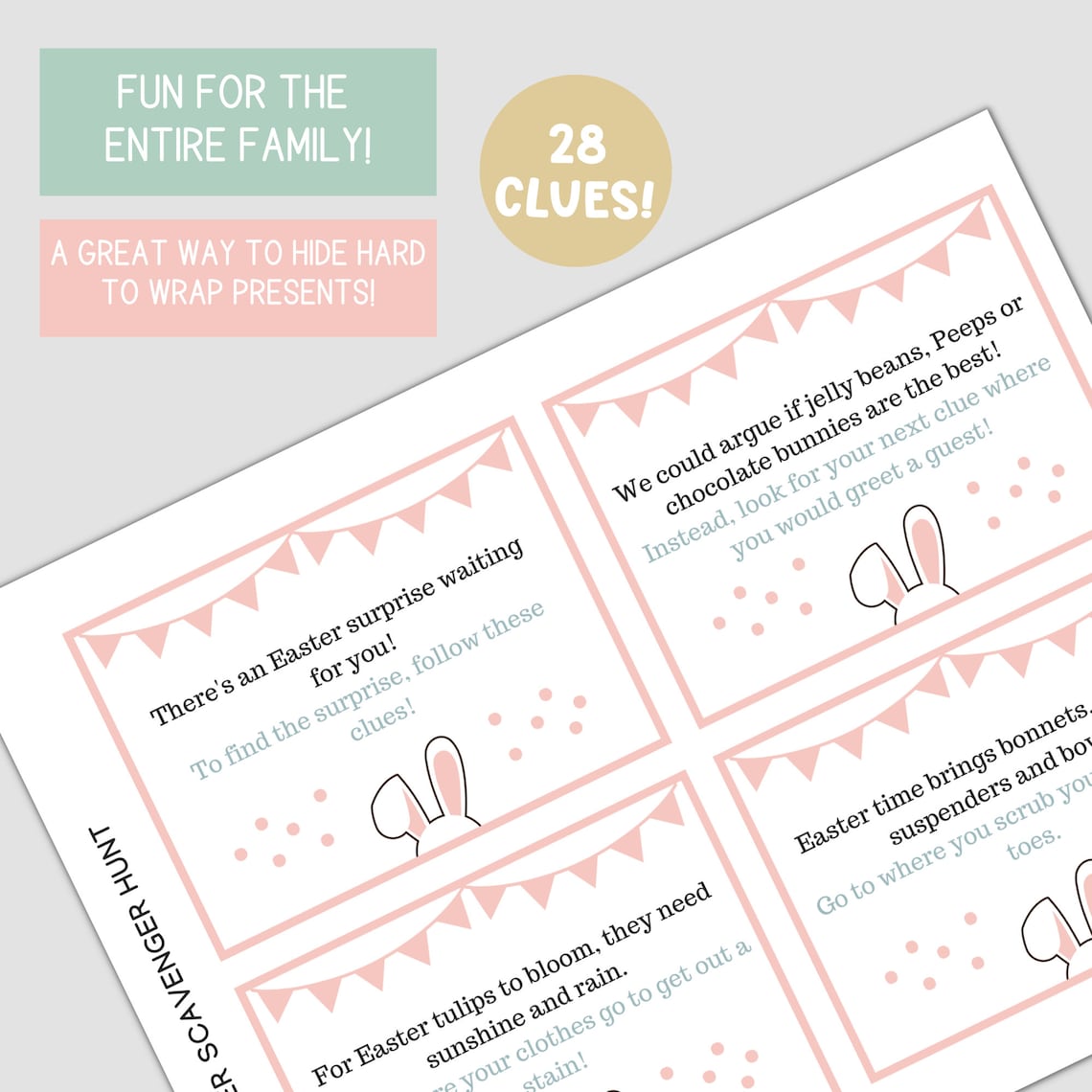 Indoor Easter Scavenger Hunt, Easter Egg Hunt Clues, Easter Treasure ...