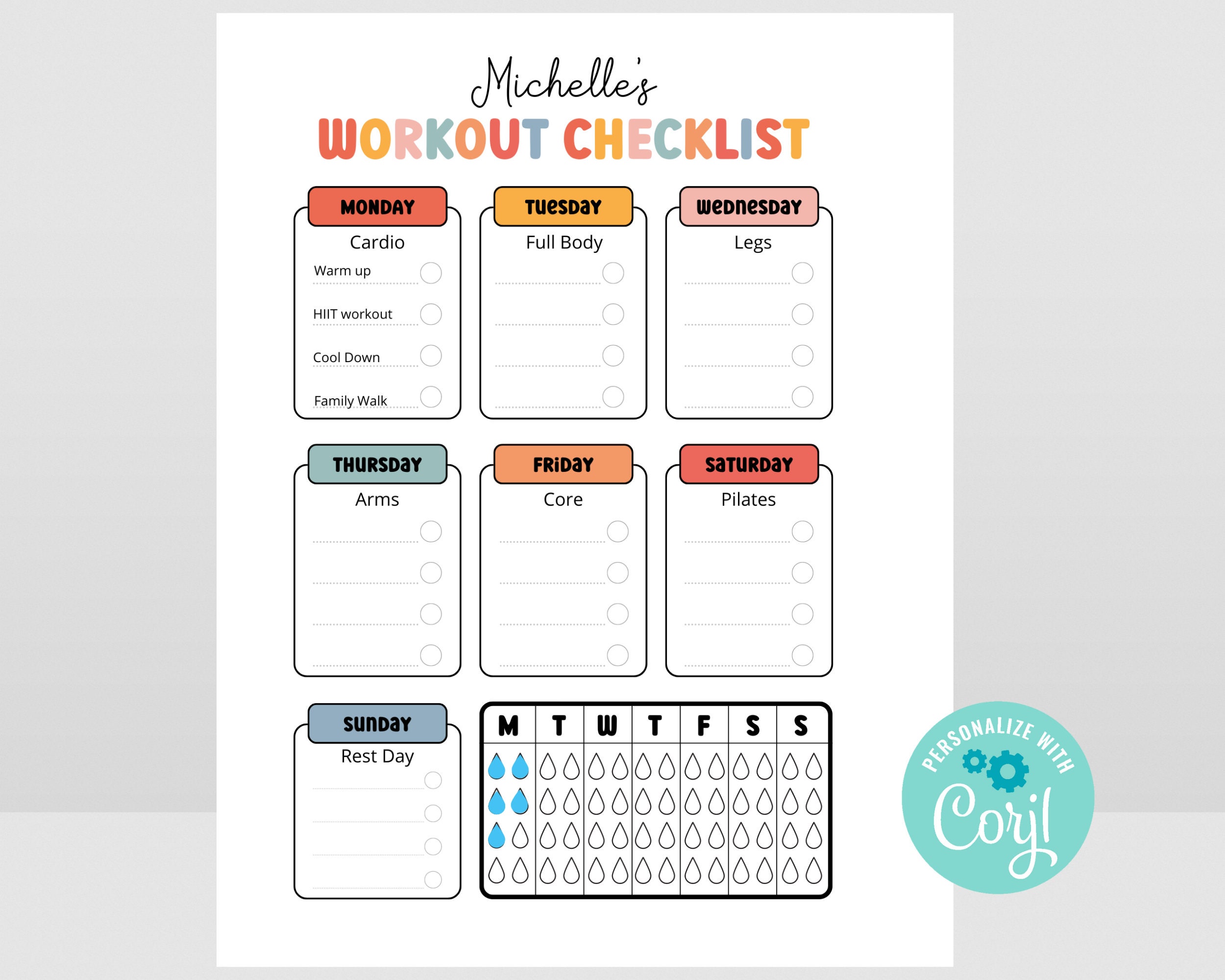 Editable Daily Digital Fitness Planner, Workout Tracker Printable ...