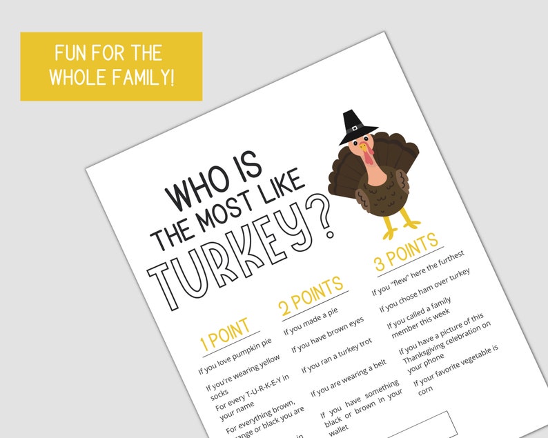 Thanksgiving Game Printable, 2023 Thanksgiving Game, Autumn Game ...
