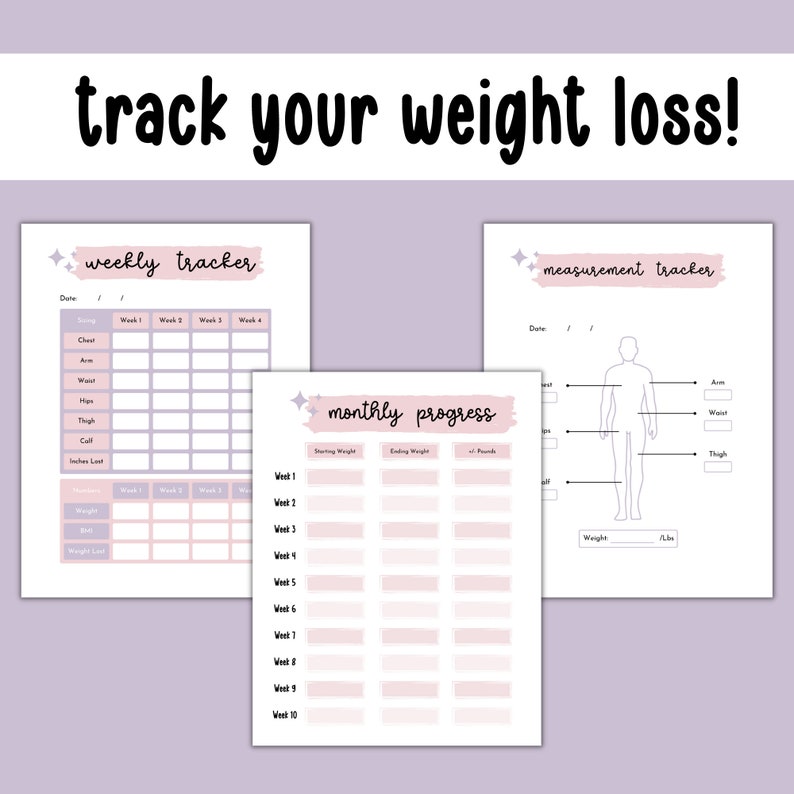 Printable Weight Loss Tracker Journal, Weight Loss Progress, Meal ...