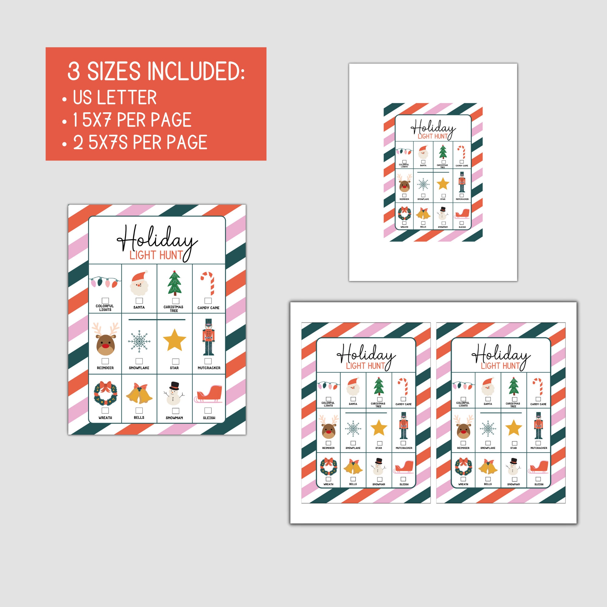 Holiday Scavenger Hunt, Printable Holiday Lights Scavenger Hunt Game ...
