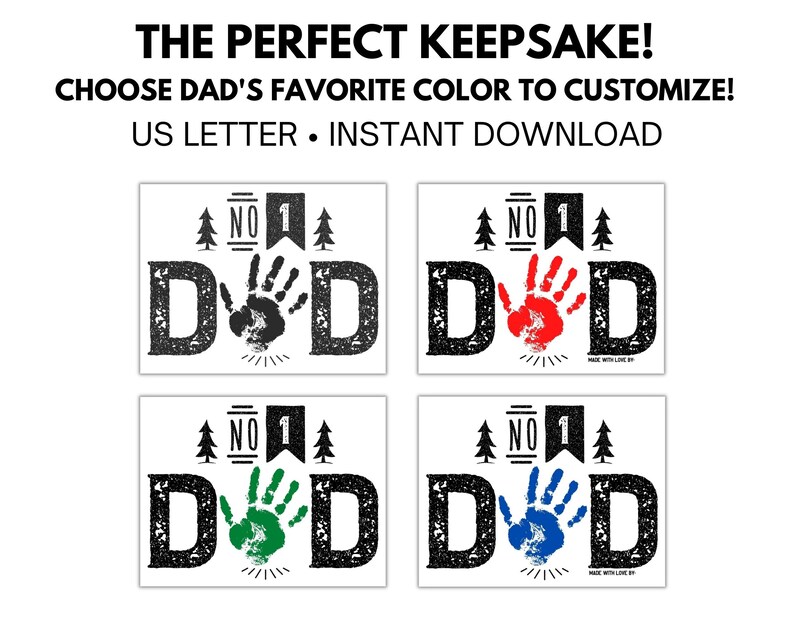 Father's Day Handprint Keepsake, Father's Day Handprint Art, Keepsake ...