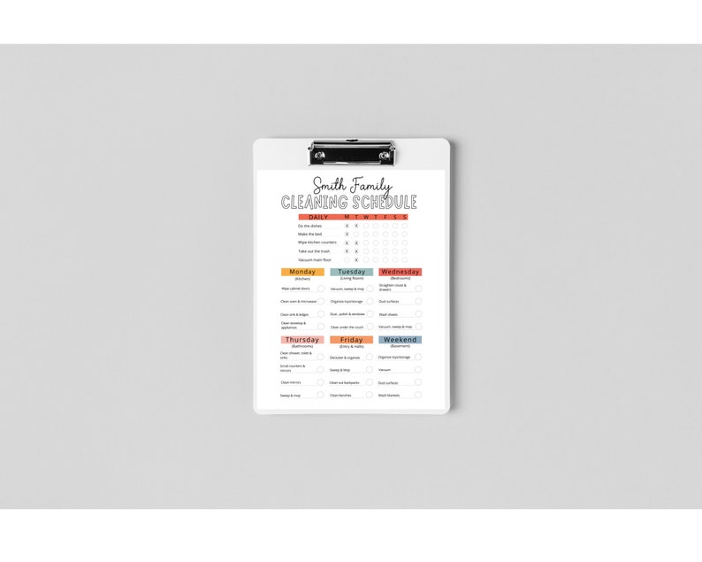 Editable Cleaning Schedule Printable Cleaning Checklist for - Etsy