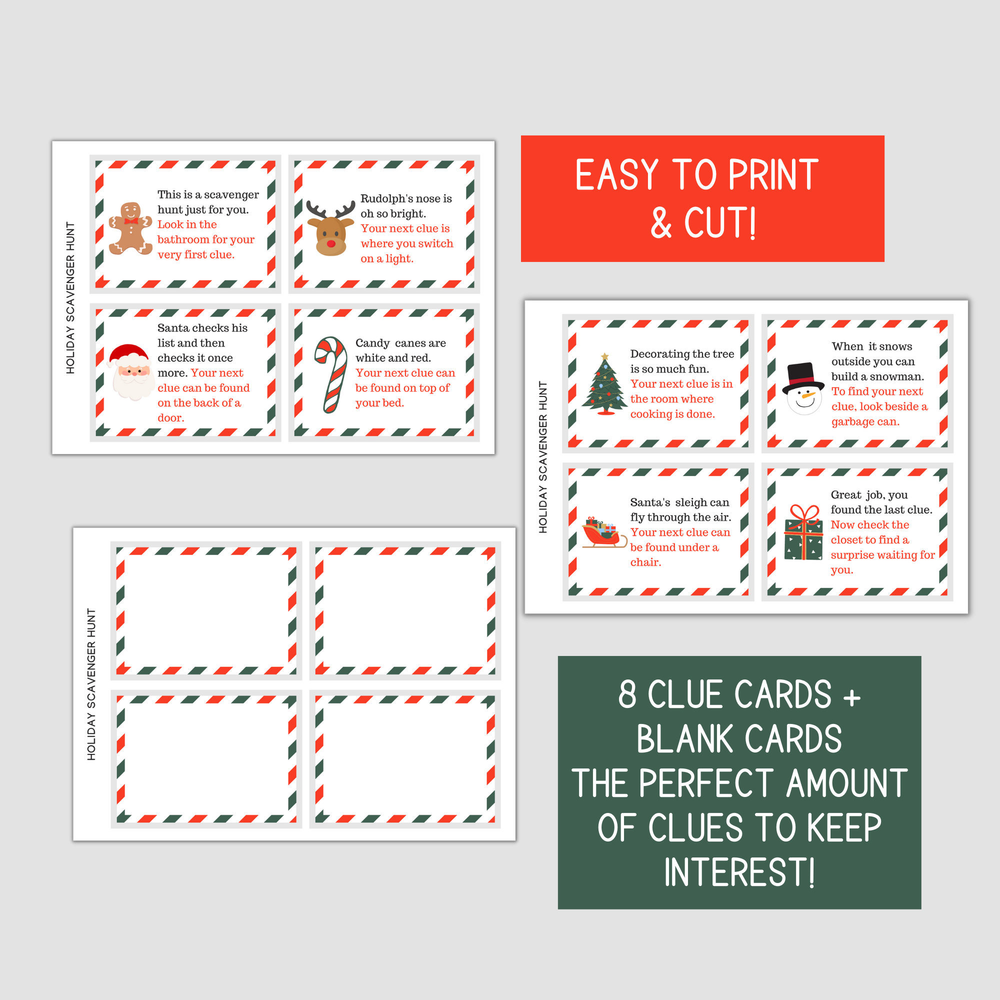 Indoor Christmas Treasure Hunt丨christmas Scavenger Hunt Cards丨christmas ...