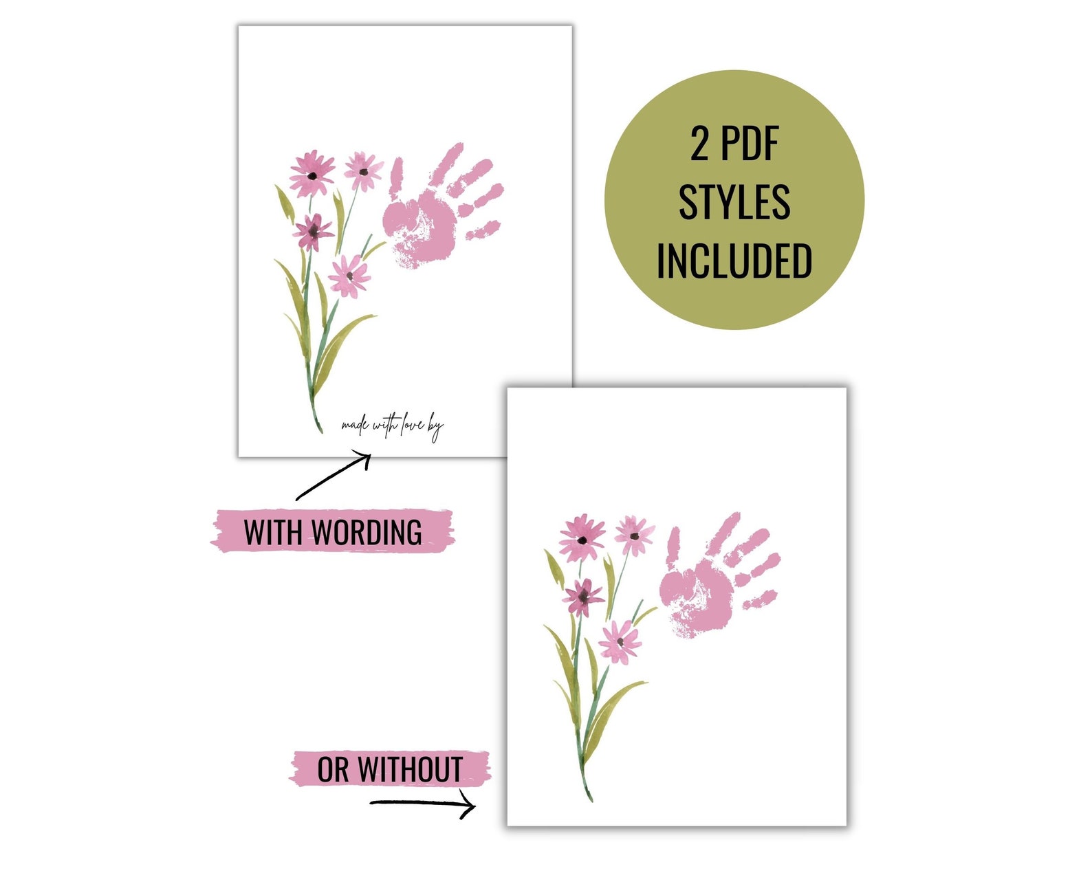 Printable Handprint Art for Kids, Flower Handprint Craft, Preschool ...