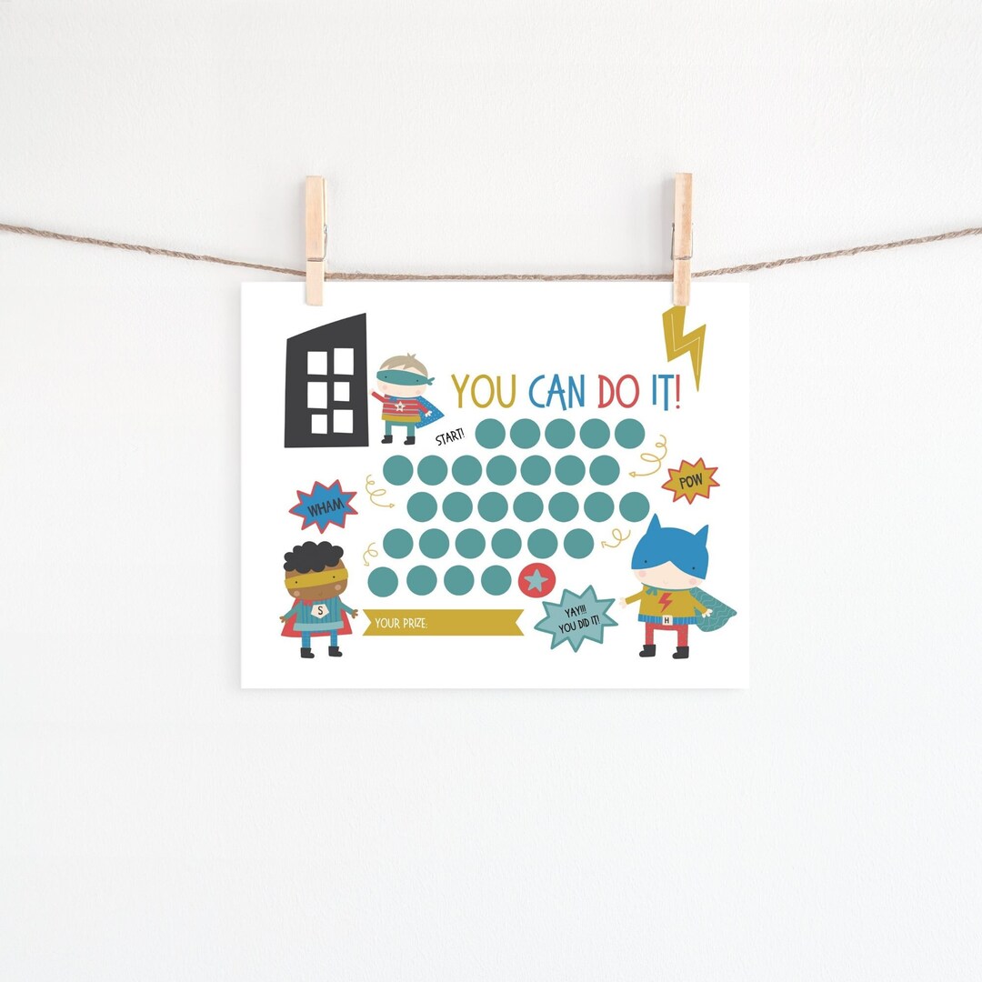 Reward Chart for Kids, Printable Super Hero Behavior Chart, Daily Chore ...
