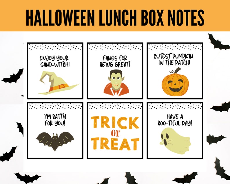 Halloween Lunch Box Notes for Kids, Lunchbox Notes, Lunchbox Note ...