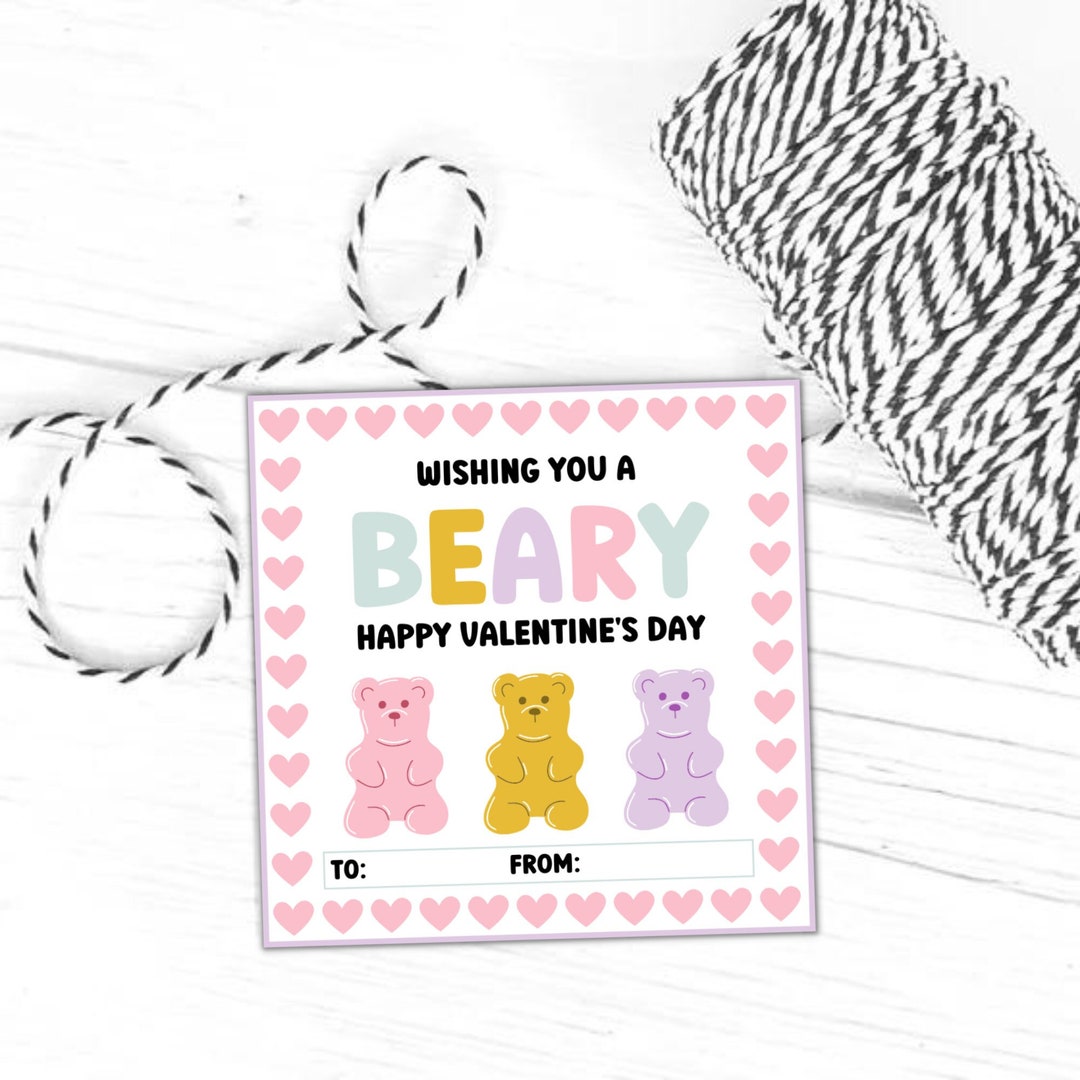 Printable Valentines Day Cards for Kids, Classroom Valentine, Gummy ...