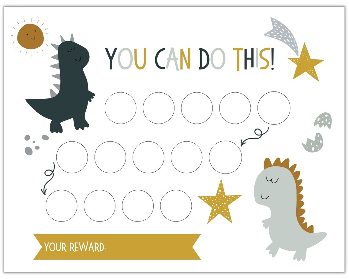 Reward Chart for Kids Printable Dinosaur Behavior Chart | Etsy