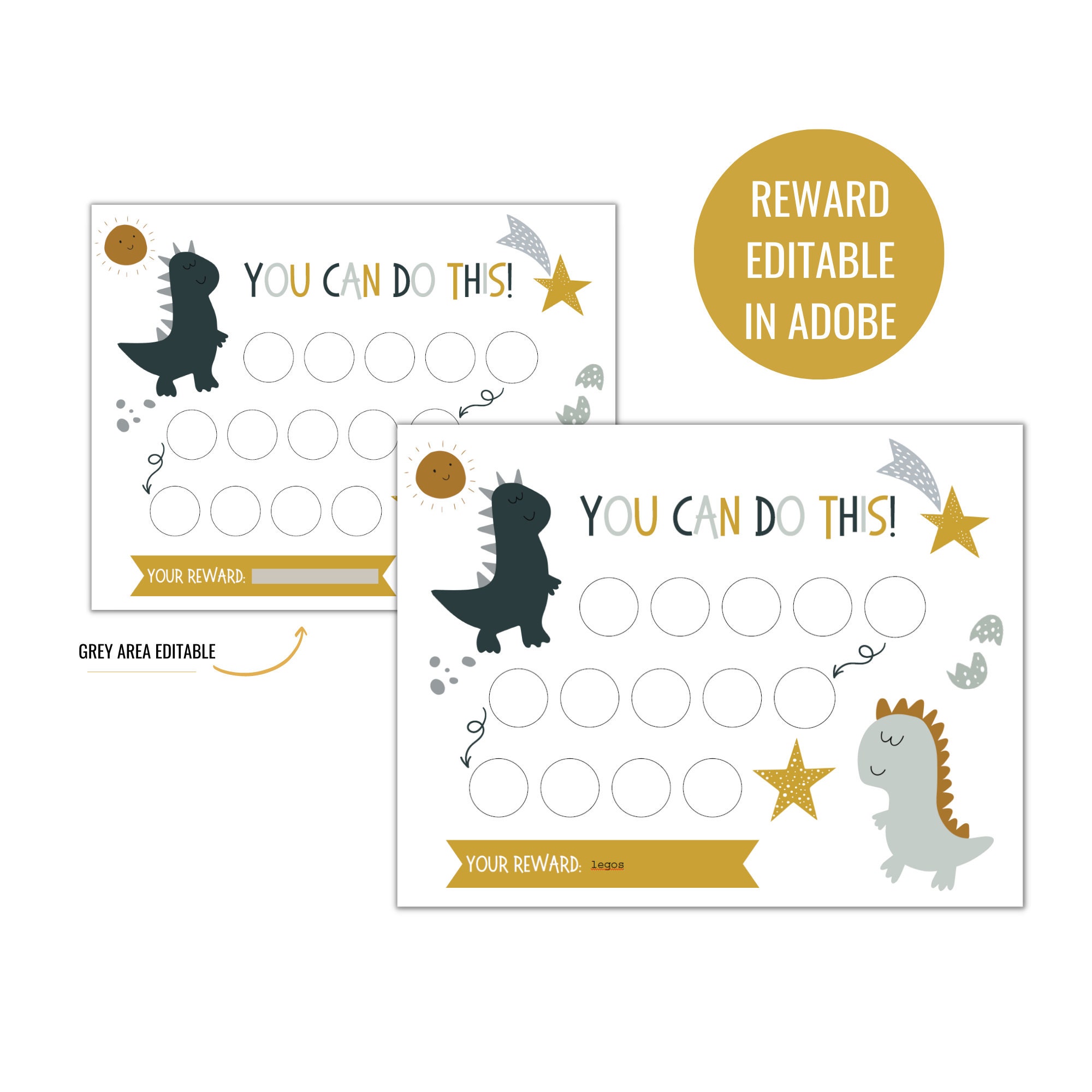 Reward Chart for Kids, Printable Dinosaur Behavior Chart, Daily Chore ...