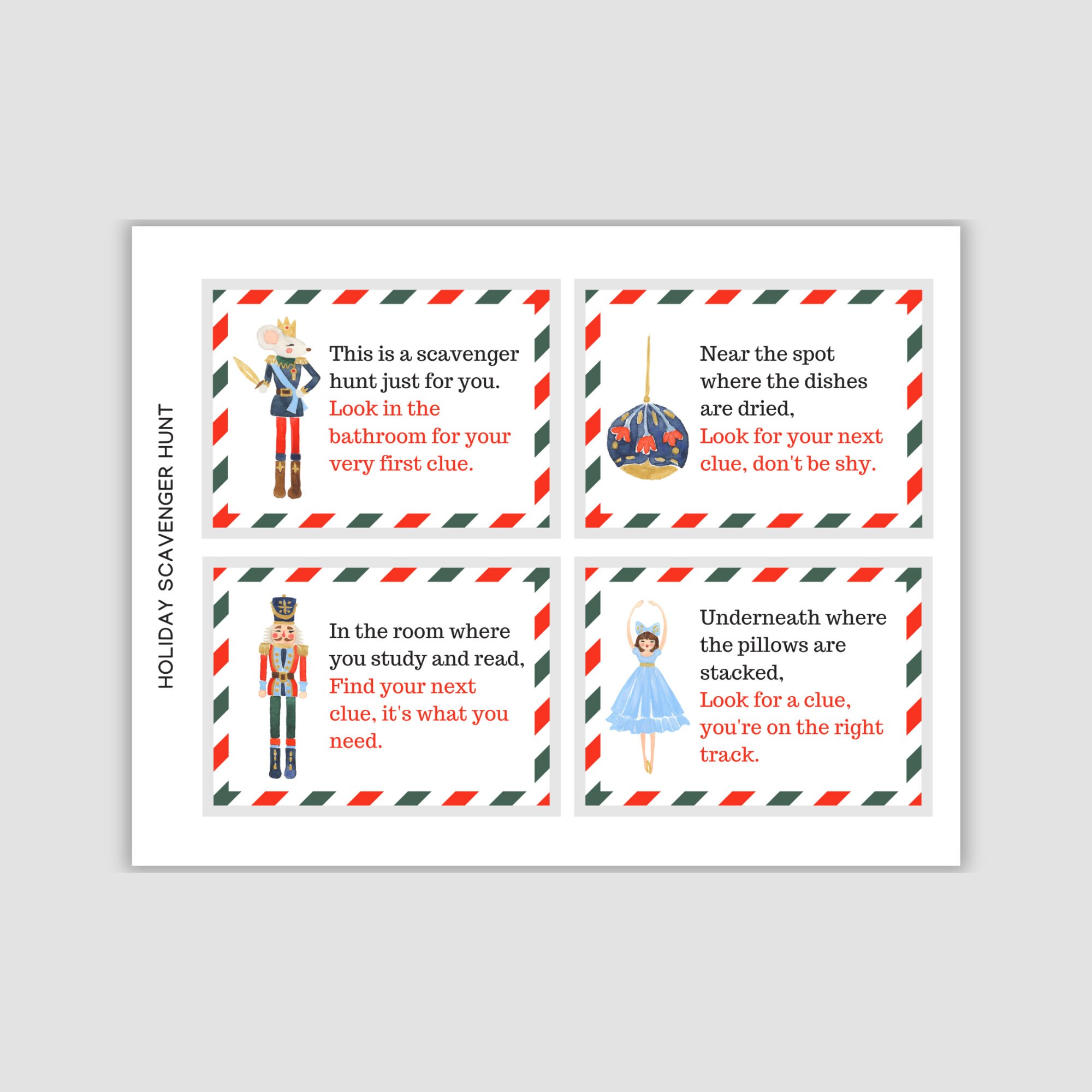 Indoor Christmas Treasure Hunt, Christmas Scavenger Hunt Card ...