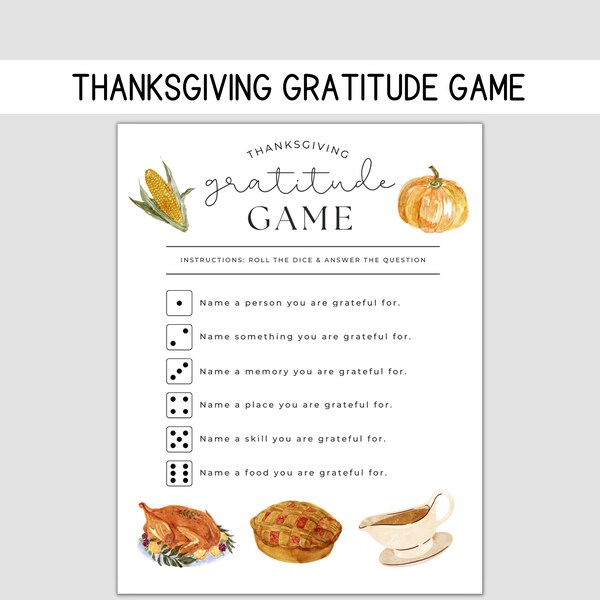 Gratitude Dice Game - Etsy
