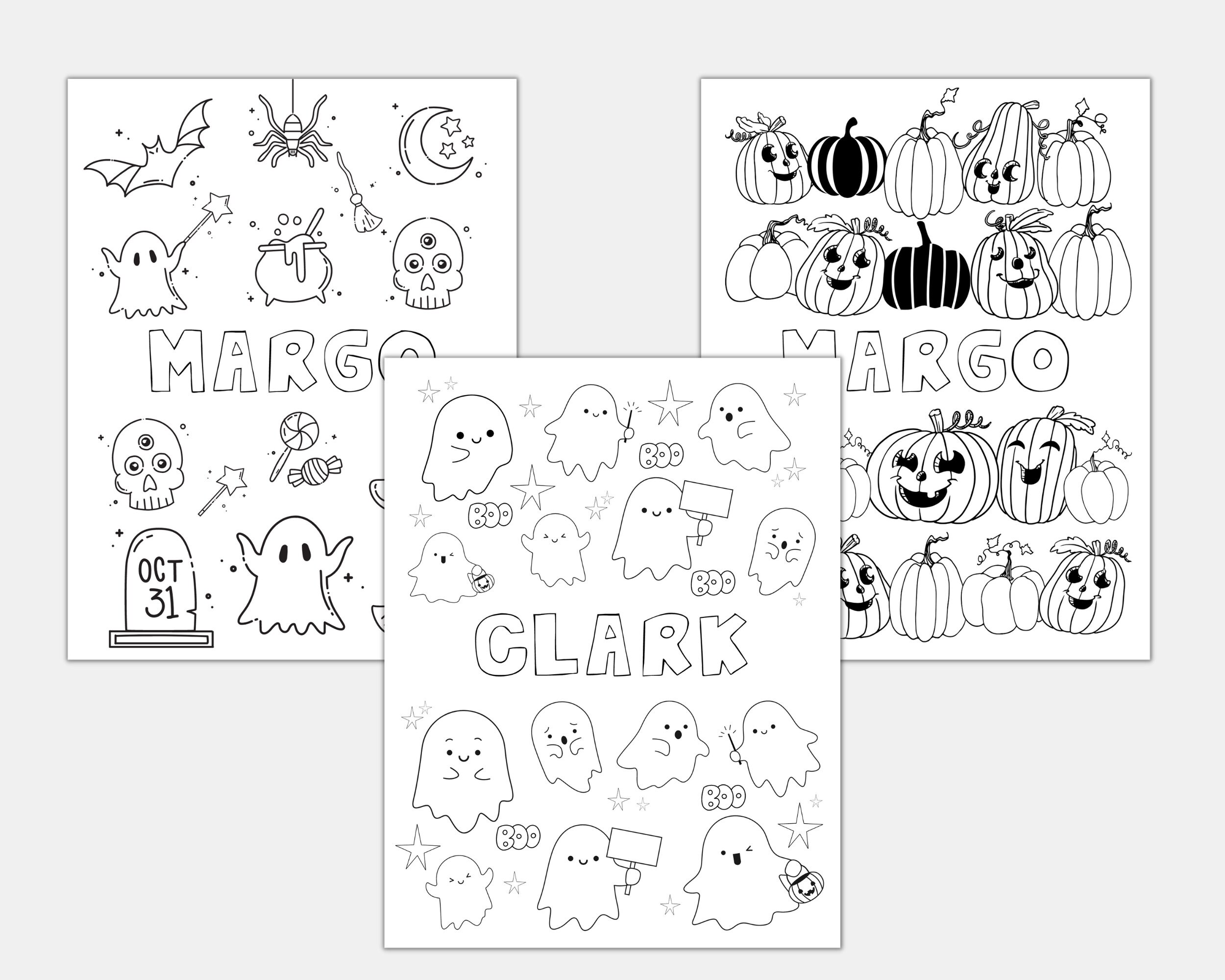 Custom Name Halloween Printable Coloring Pages for Kids, Fall Coloring ...