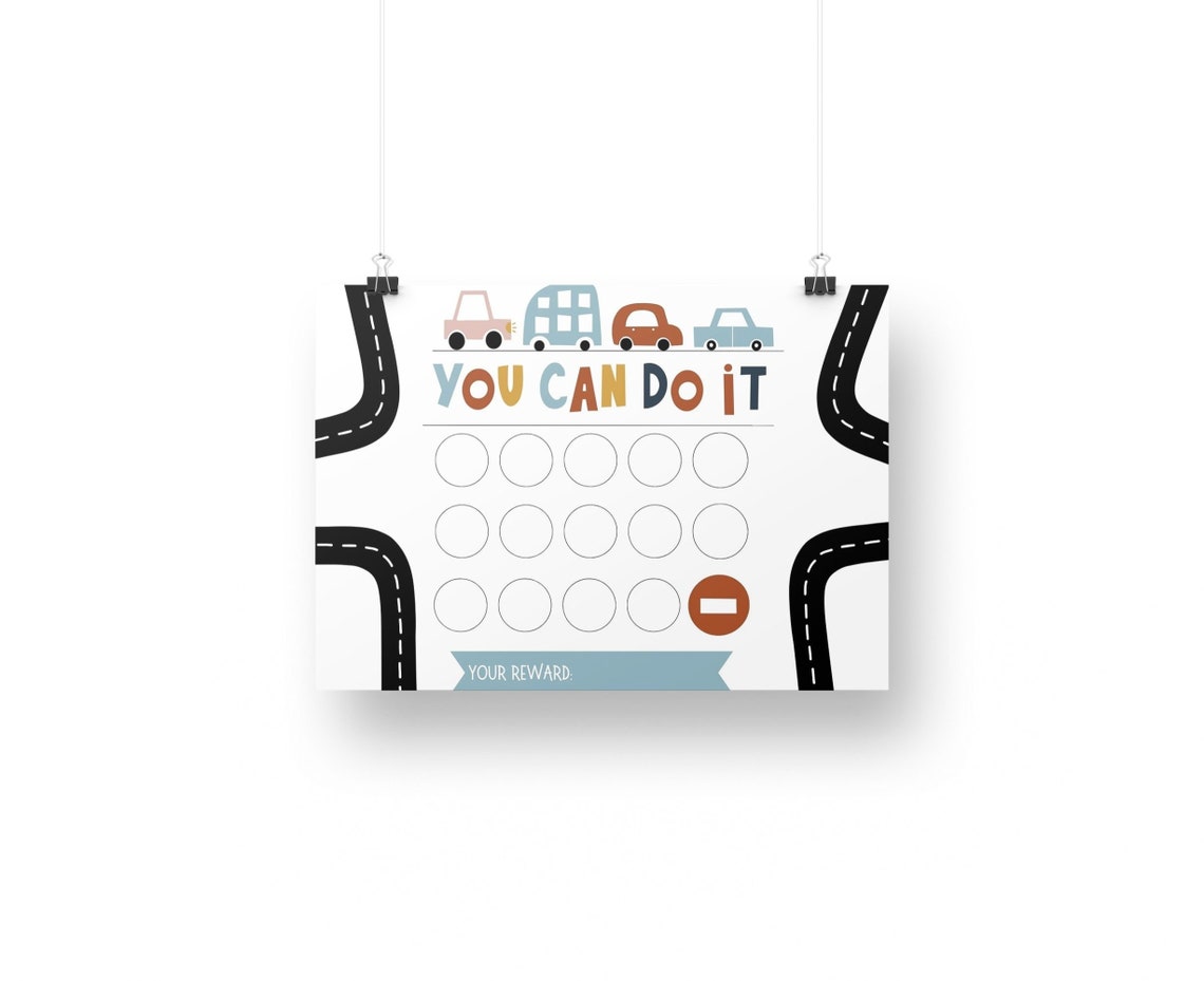 Reward Chart for Kids Printable Cute Cars Behavior Chart | Etsy