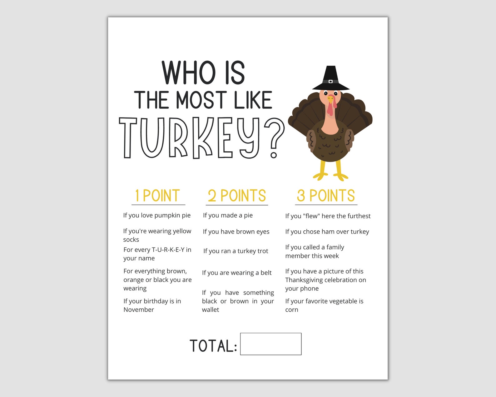 Thanksgiving Game Printable, 2023 Thanksgiving Game, Autumn Game ...
