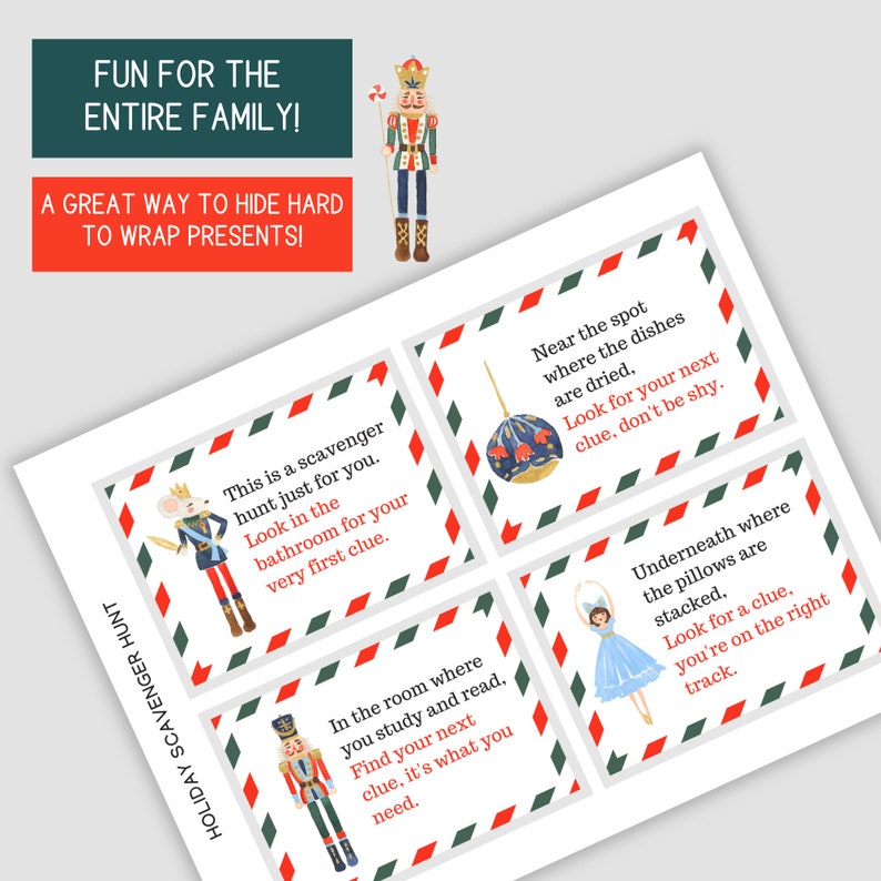 Indoor Christmas Treasure Hunt, Christmas Scavenger Hunt Card ...