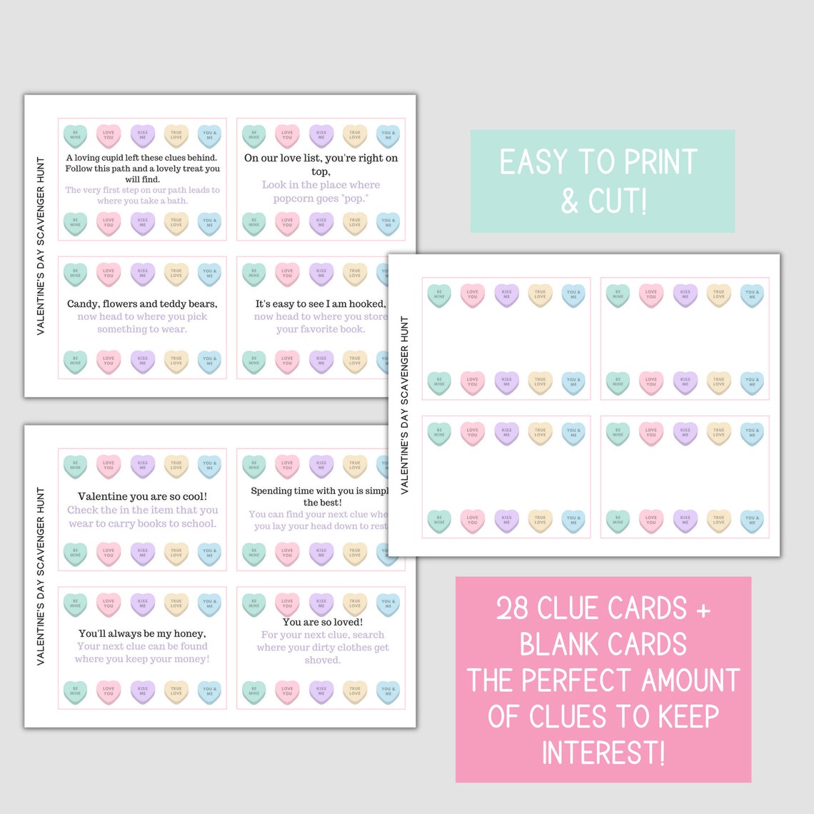 Indoor Valentines Day Scavenger Hunt, Valentines Treasure Hunt ...