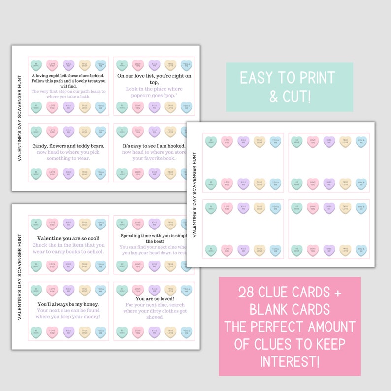 Indoor Valentines Day Scavenger Hunt, Valentines Treasure Hunt ...